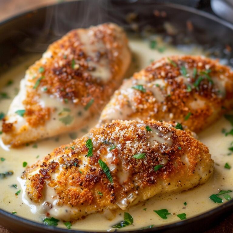 Crispy Baked Chicken Breasts with Garlic Herb Cream Sauce – A Simple ...